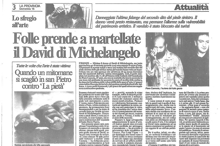 14 settembre 1991: David preso a martellate – Michelangelo Buonarroti è ...